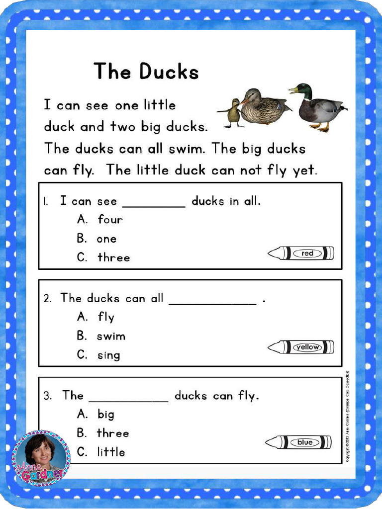 02 Kindergarten Guided Reading Comprehension Passages and Questions | PDF