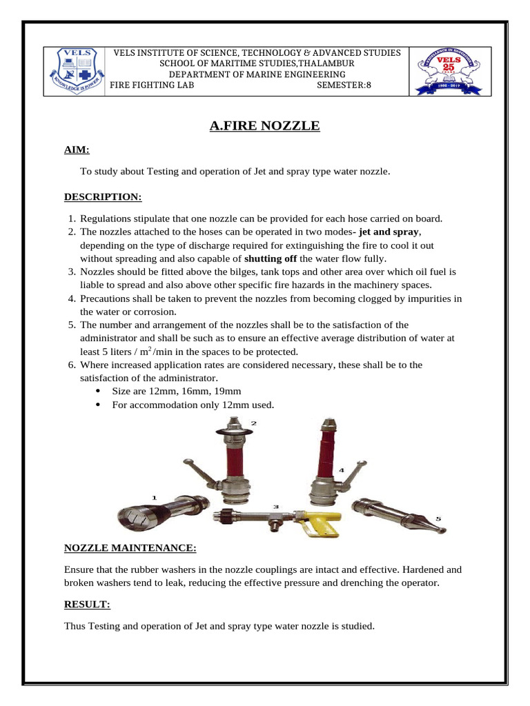 Operation and Maintainance of Fire Nozzle and Fire Hoses | PDF | Nozzle | Screw