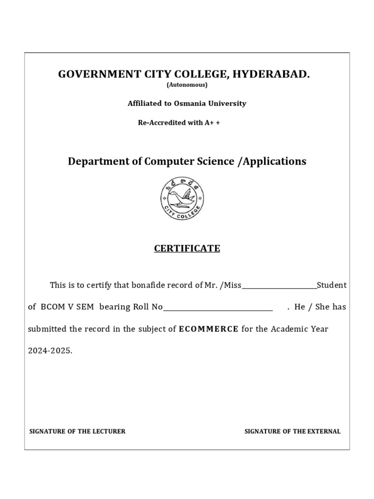 Bcom Record Certificate-Ecomm | PDF