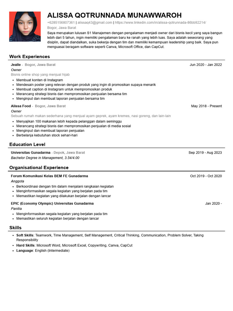Alissa Qotrunnada M-Resume | PDF