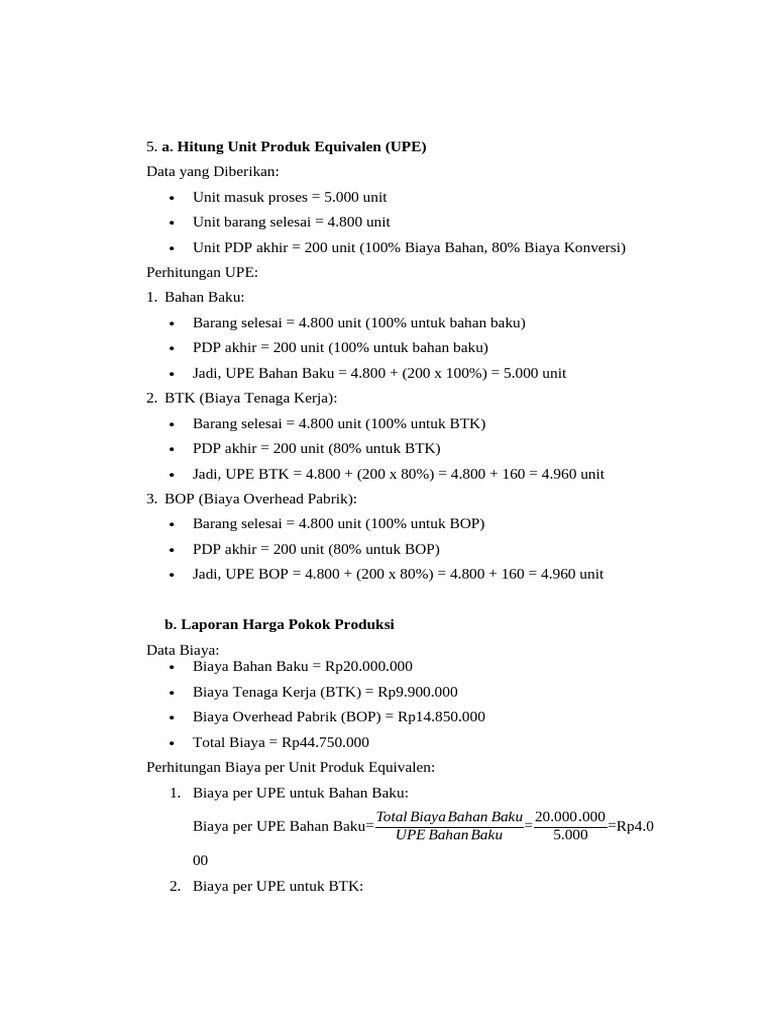 Contoh Perhitungan Process Costing | PDF