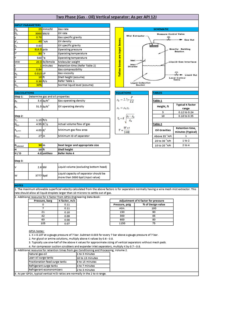 Gas Oil Vertical Separator | PDF | Gases | Density