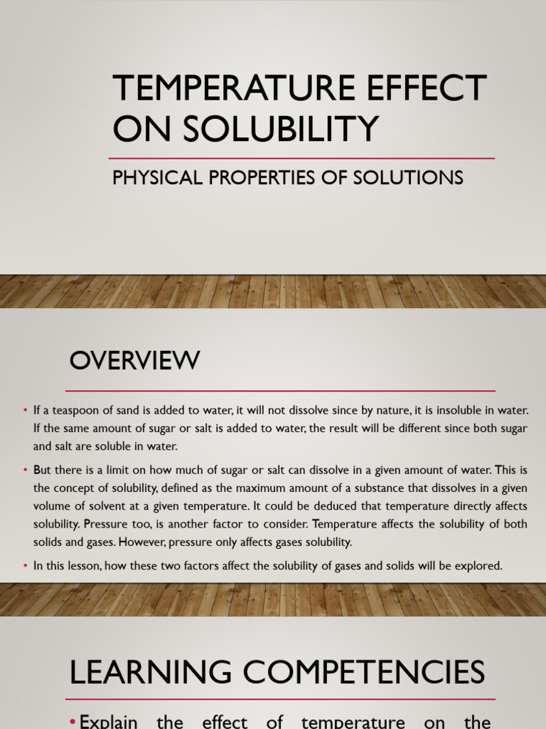 Temperature's Impact on Solubility | PDF | Solubility | Gases