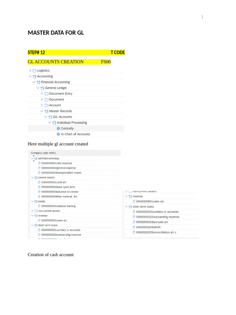 Master Data For GL | PDF