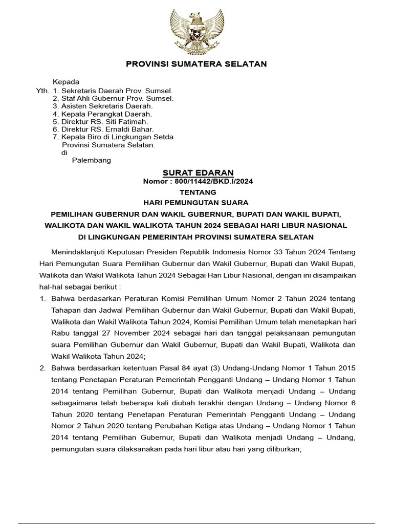 Se Libur Pilkada 2024 | PDF