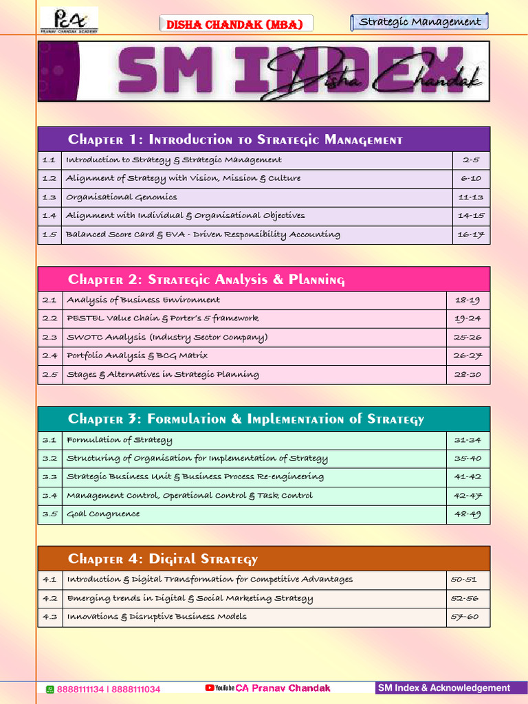 SM Full Book by Disha Chandak Mam | PDF | Strategic Management | Goal