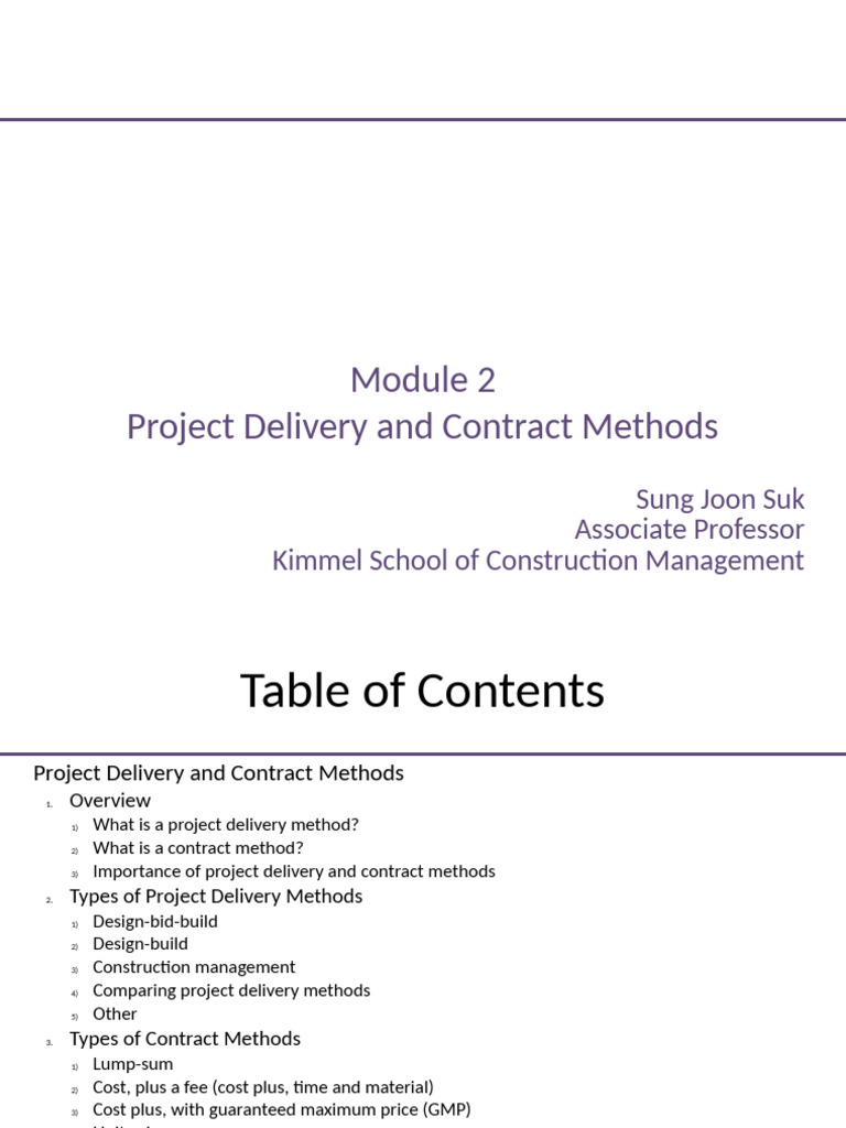 Module2 Project+Delivery+and+Contract+Methods | PDF | Business | Real Estate