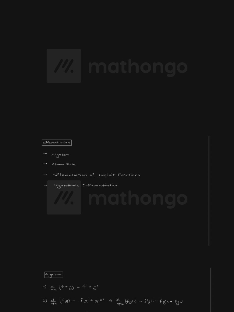 01 - Chain Rule, Implicit Functions and Logarithmic Differentiation | PDF