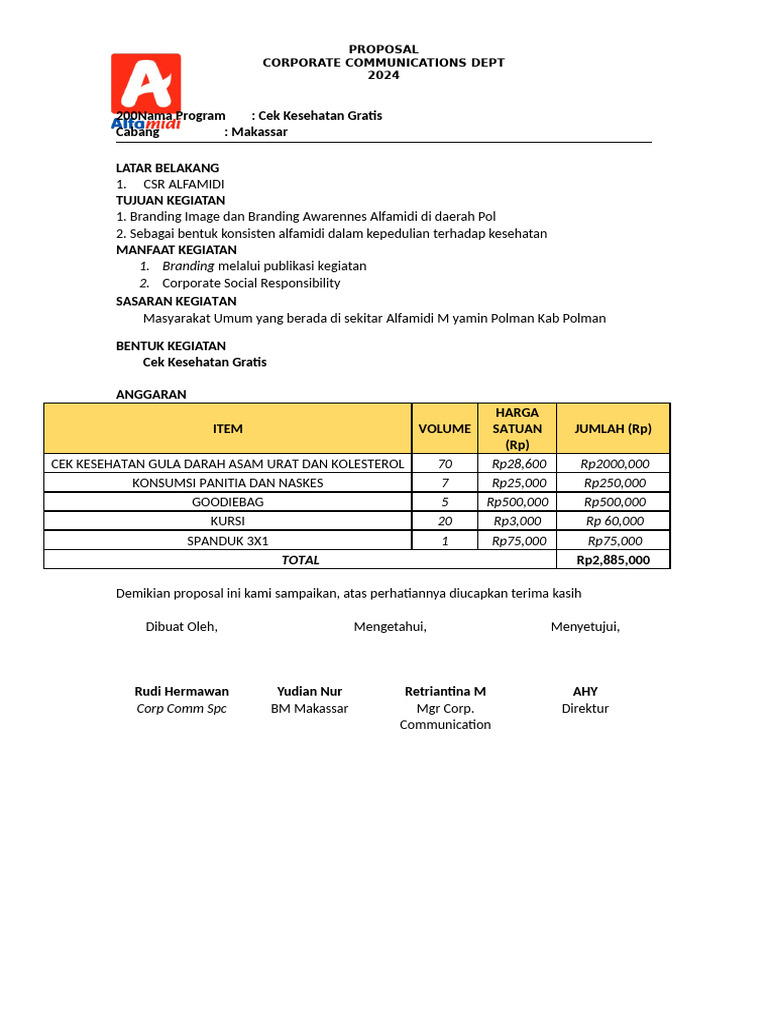 CSR Cek Kesehatan Gratis Polman | PDF