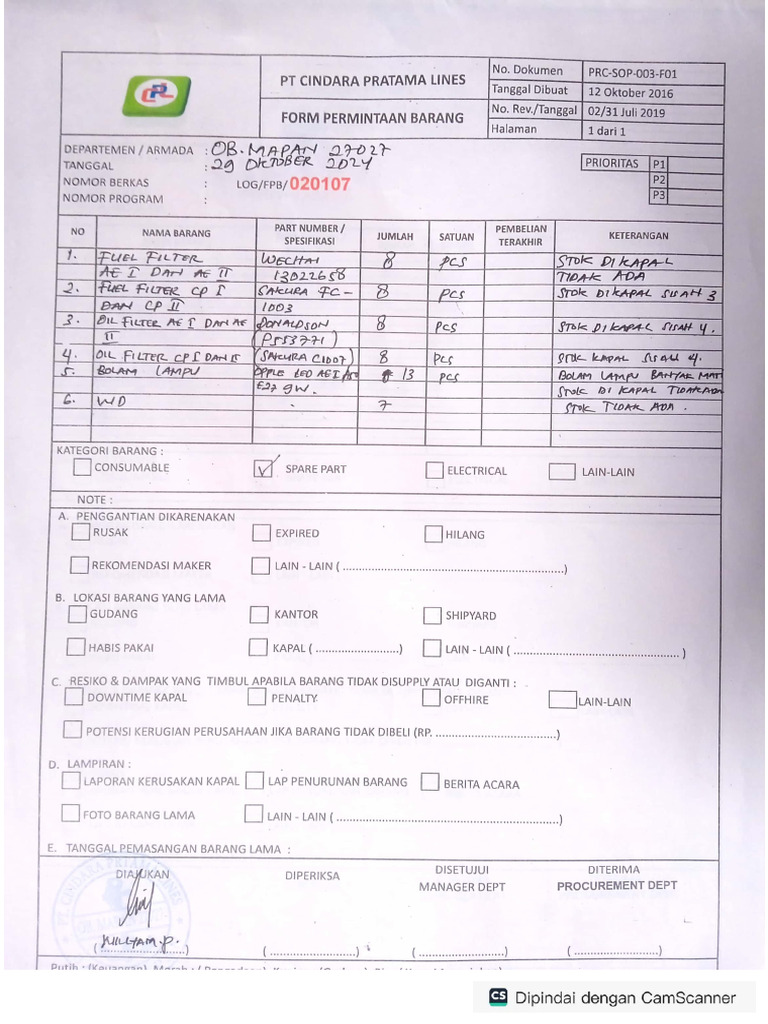 Form Permintaan Barang Mapan 27027 | PDF