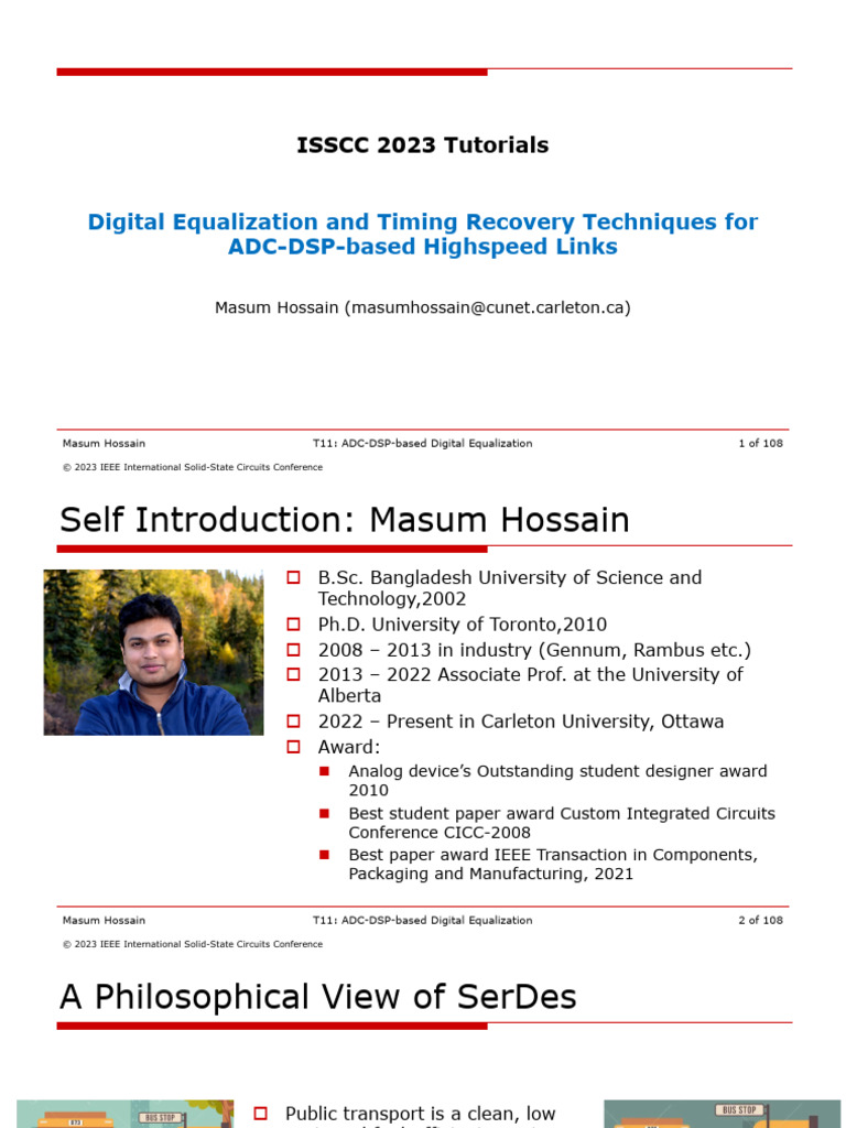 ISSCC 2023 Tutorials: Digital Equalization and Timing Recovery Techniques For ADC-DSP-based ...