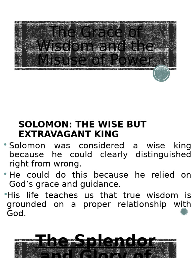 Solomon's Wisdom and Downfall | PDF | Solomons | Wisdom