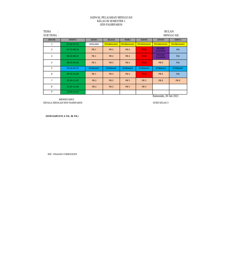 Jadwal Mingguan | PDF