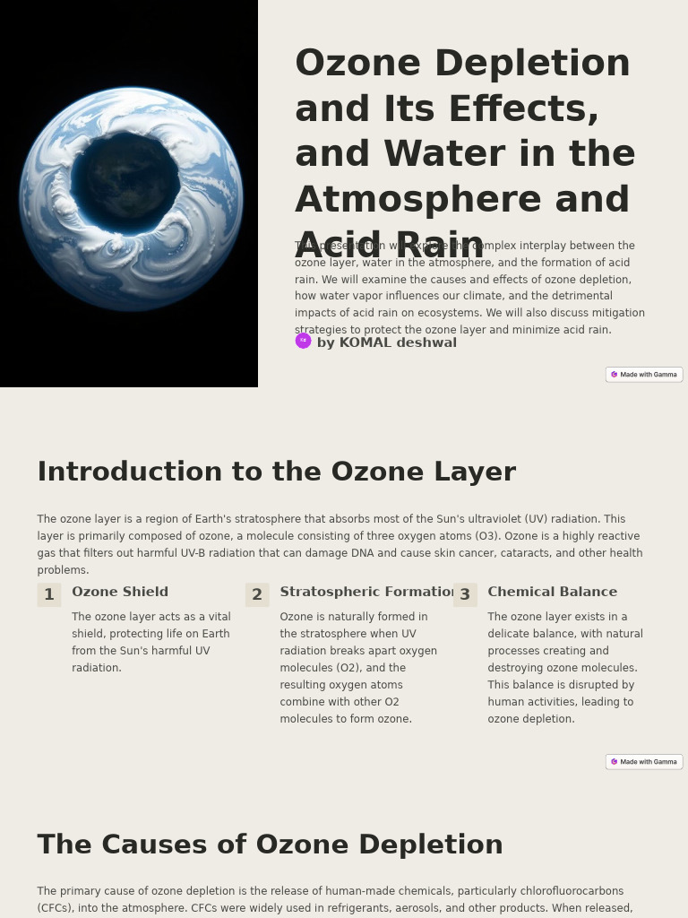 Ozone Depletion and Its Effects and Water in The Atmosphere and Acid ...