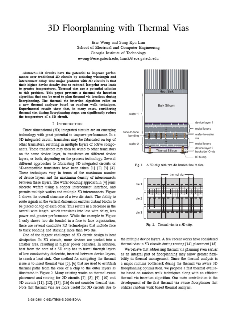 2006 - 3D Floorplanning With Thermal Vias | PDF | Semiconductor Device Fabrication | Integrated ...