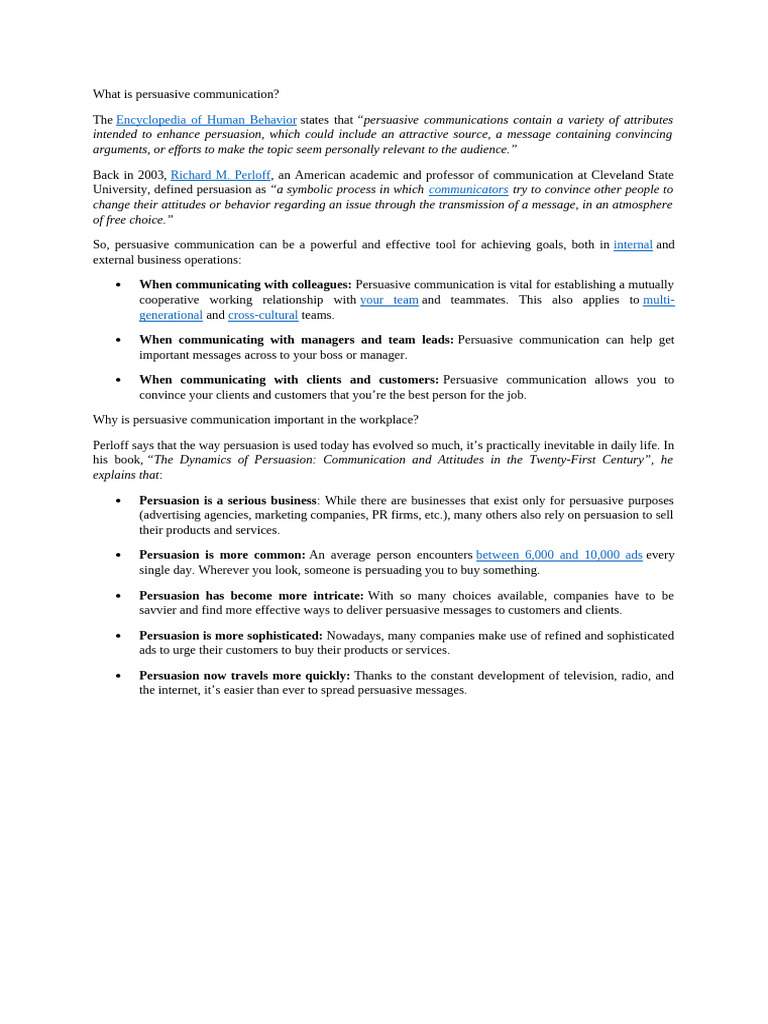 What Is Persuasive Communication | PDF | Persuasion | Communication