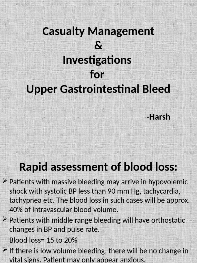 Upper Gi Bleed, Casualty Management & Treatment | PDF | Esophagus ...