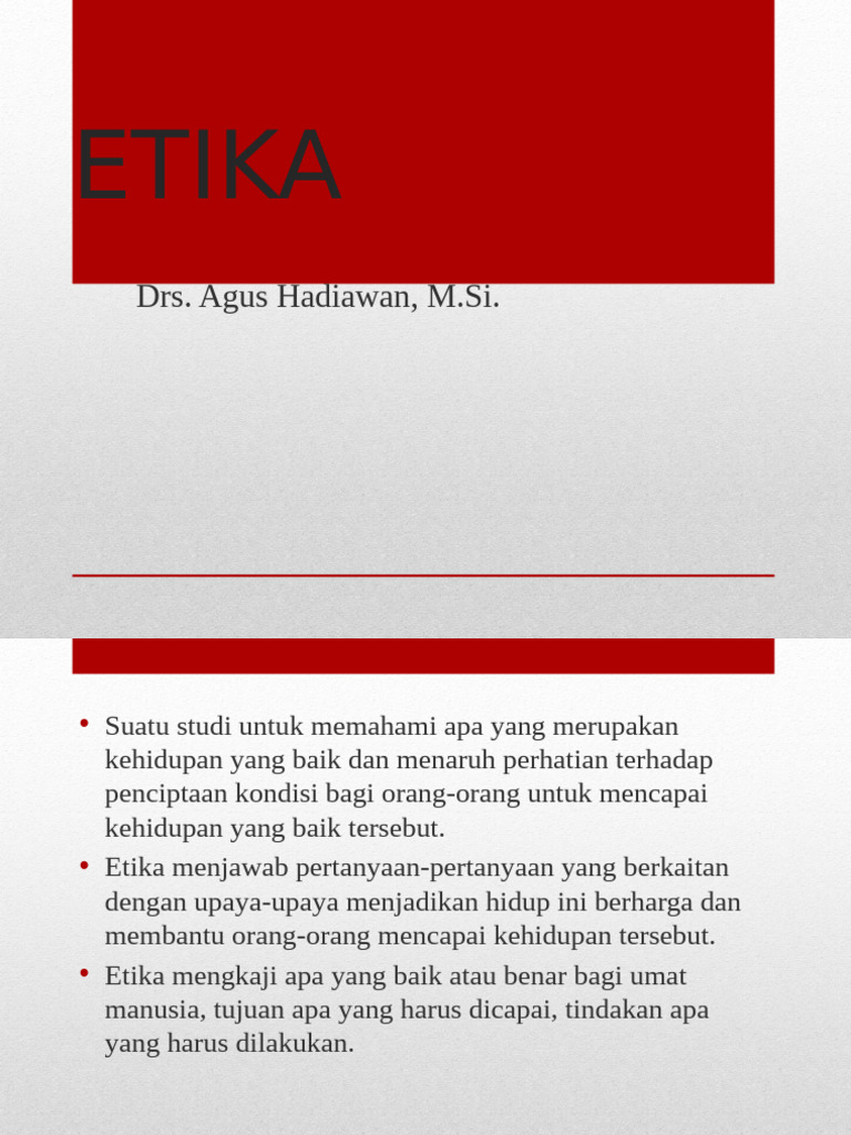 Memahami Etika: Definisi dan Pendekatan | PDF