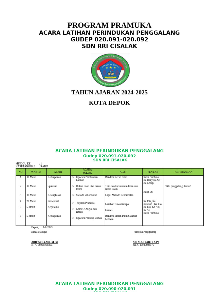 Program Pramuka Penggalang | PDF