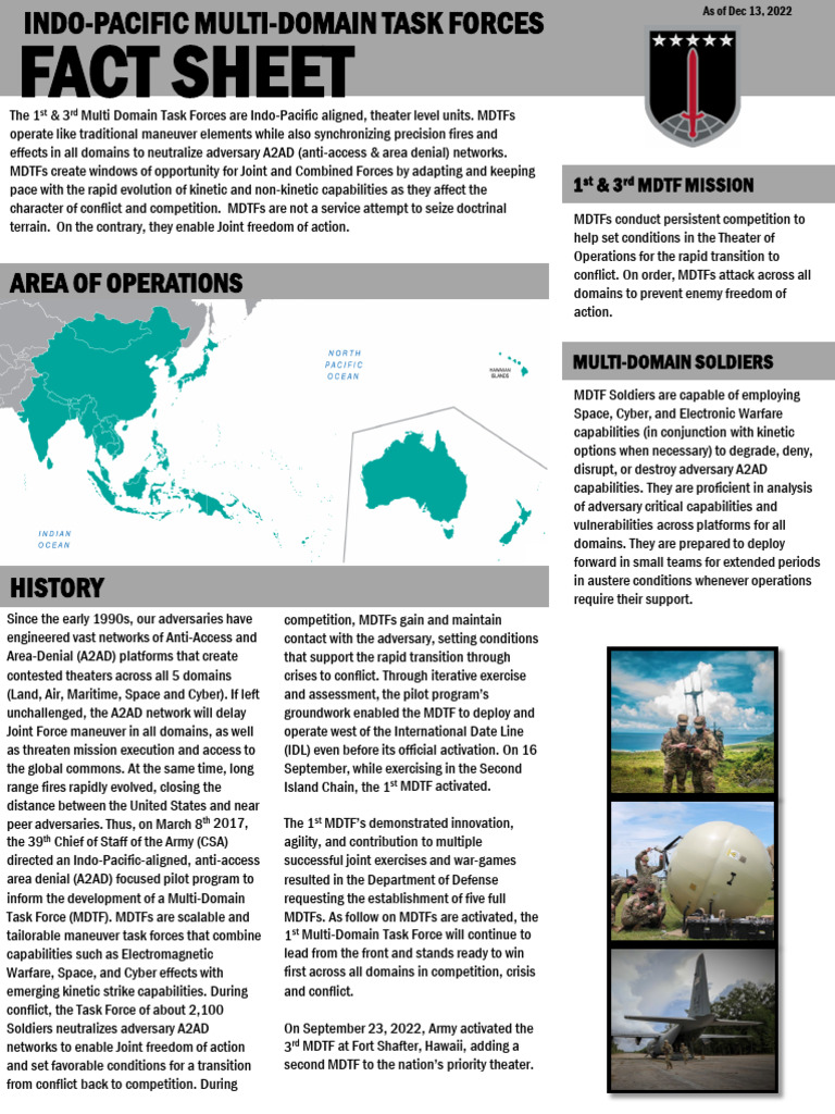 Multi Domain Task Force Fact Sheet | PDF | Warfare | Military Science