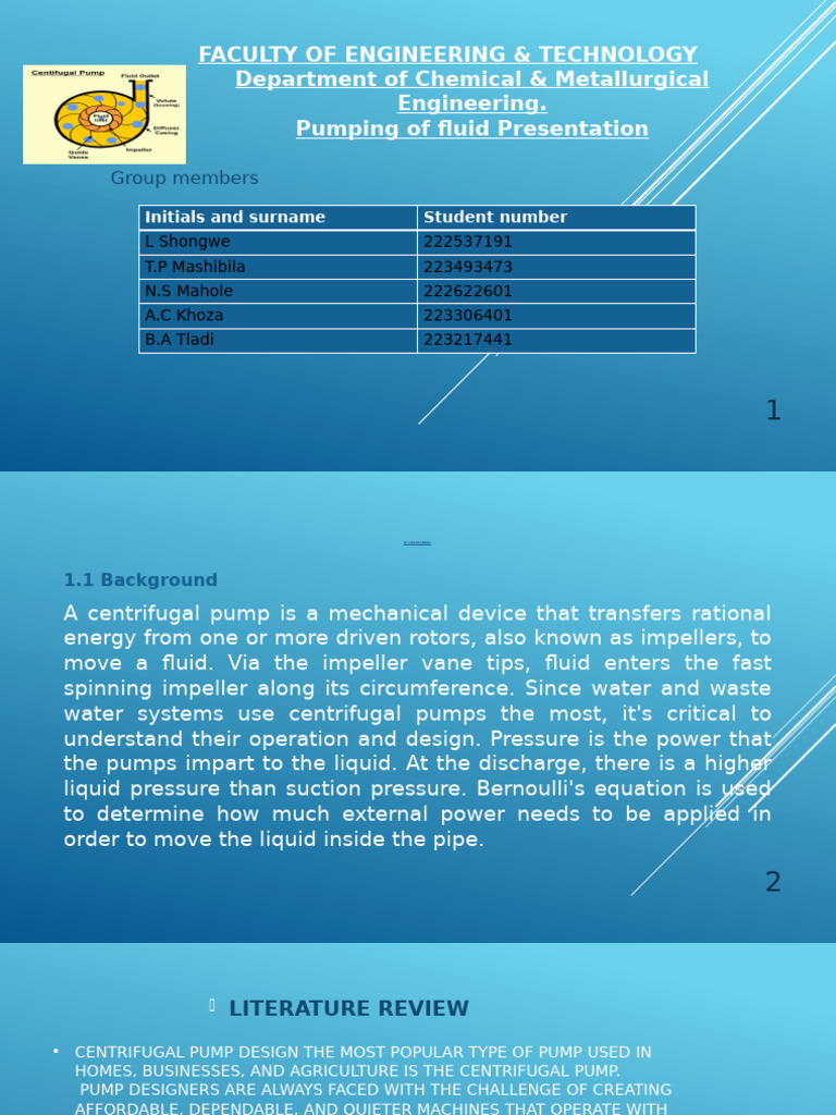 Pumping of Fluids Presentation Finale | PDF | Pump | Fluid Dynamics