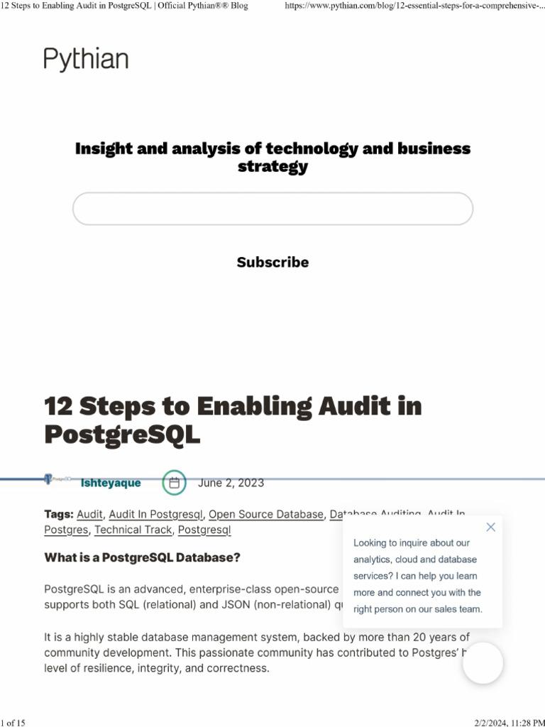 12 Steps To Enabling Audit In Postgresql Pdf Postgre Sql Data 9121