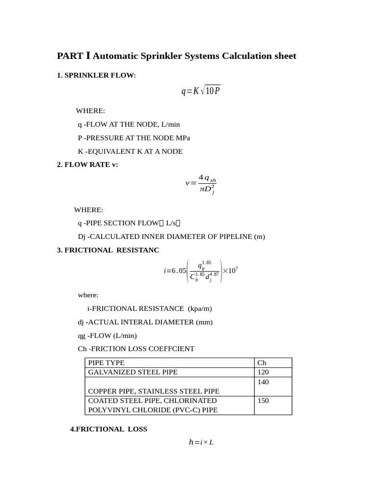 Hydraulic calculation-ELECTRIC AND CONTROL BUILDING | PDF | Pipe (Fluid ...