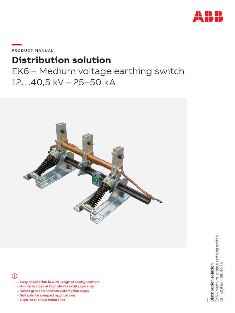 Instruction EK6 - Medium Voltage Earthing Switch - 1VLM000852 Rev.1, en ...
