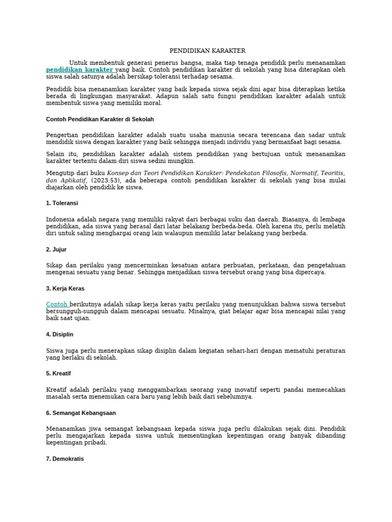 Pendidikan Karakter | PDF