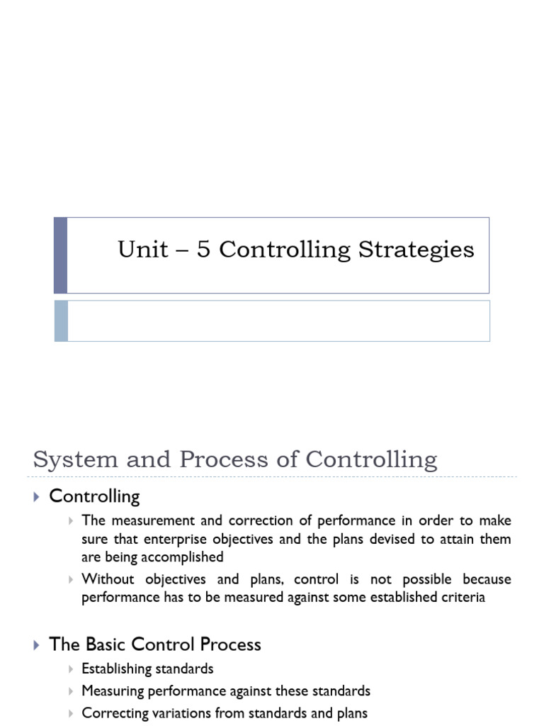 Pom Unit 5 Controlling Strategy | PDF | Lean Manufacturing | Return On Investment
