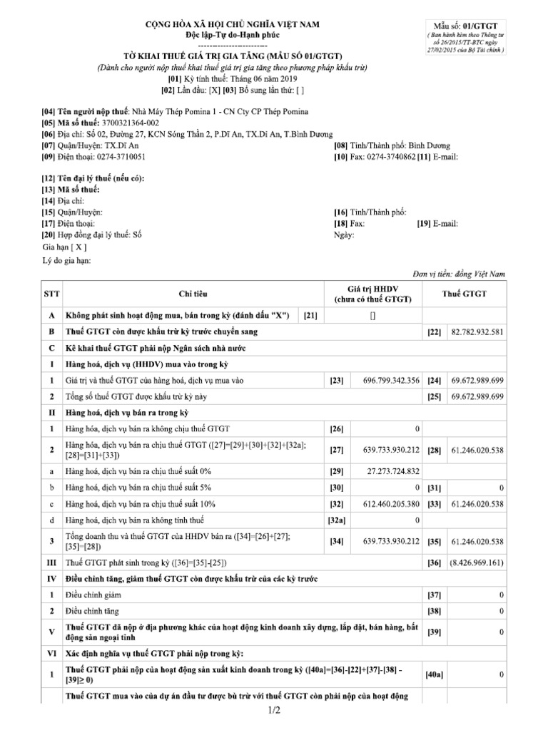 Bdu 3700321364002 01 - GTGT T06 2019 | PDF
