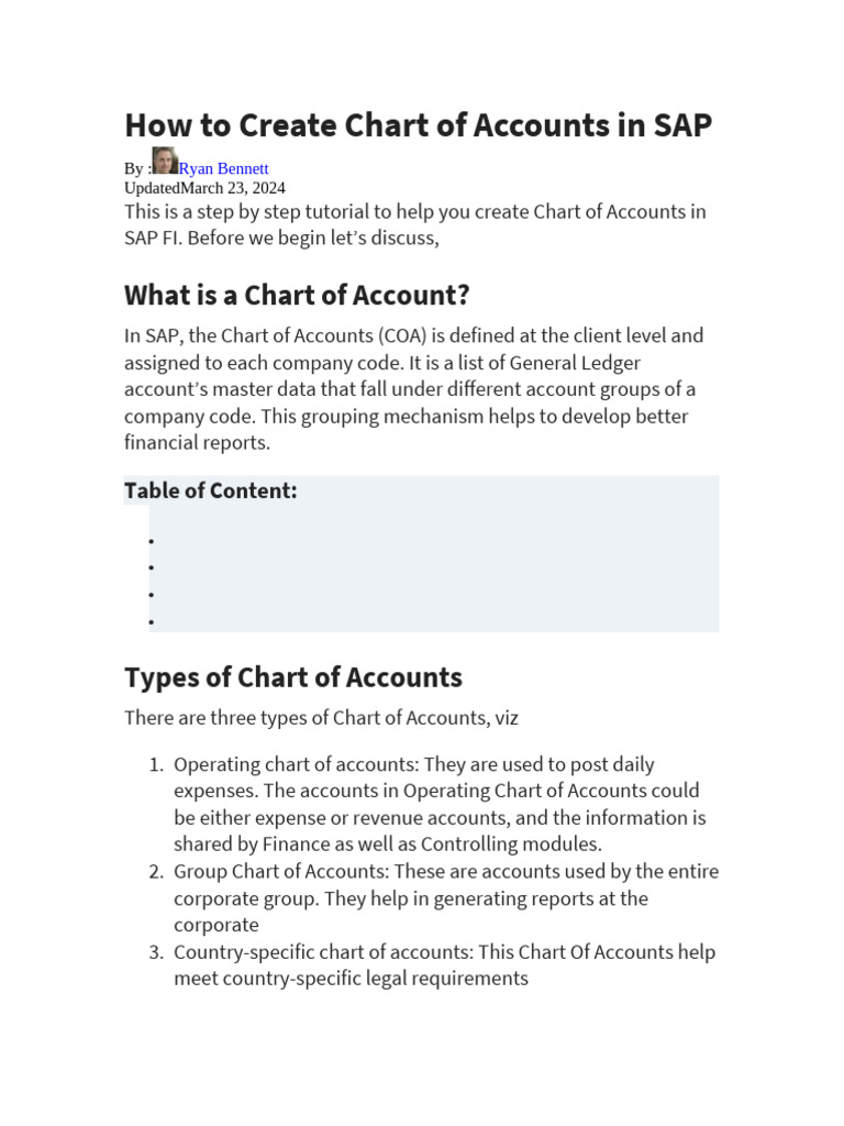 How To Create Chart of Accounts in SAP | PDF | Software | Computing