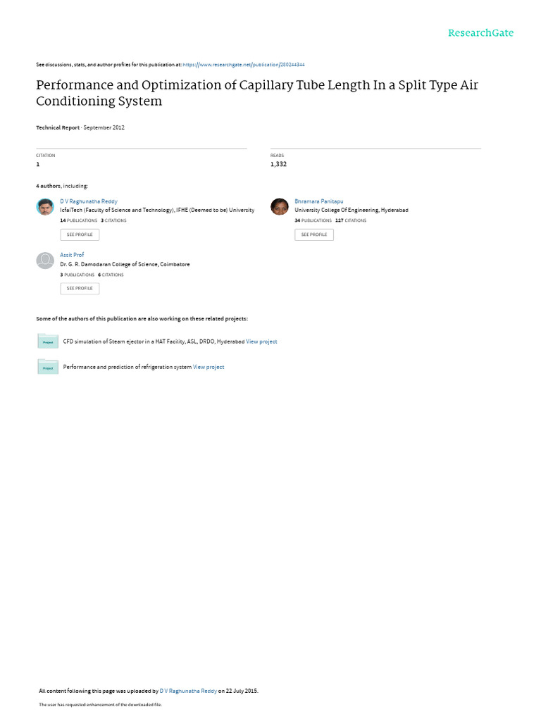 Performanceand Optimizationof Capillary Tube Length Ina Split Type Air ...