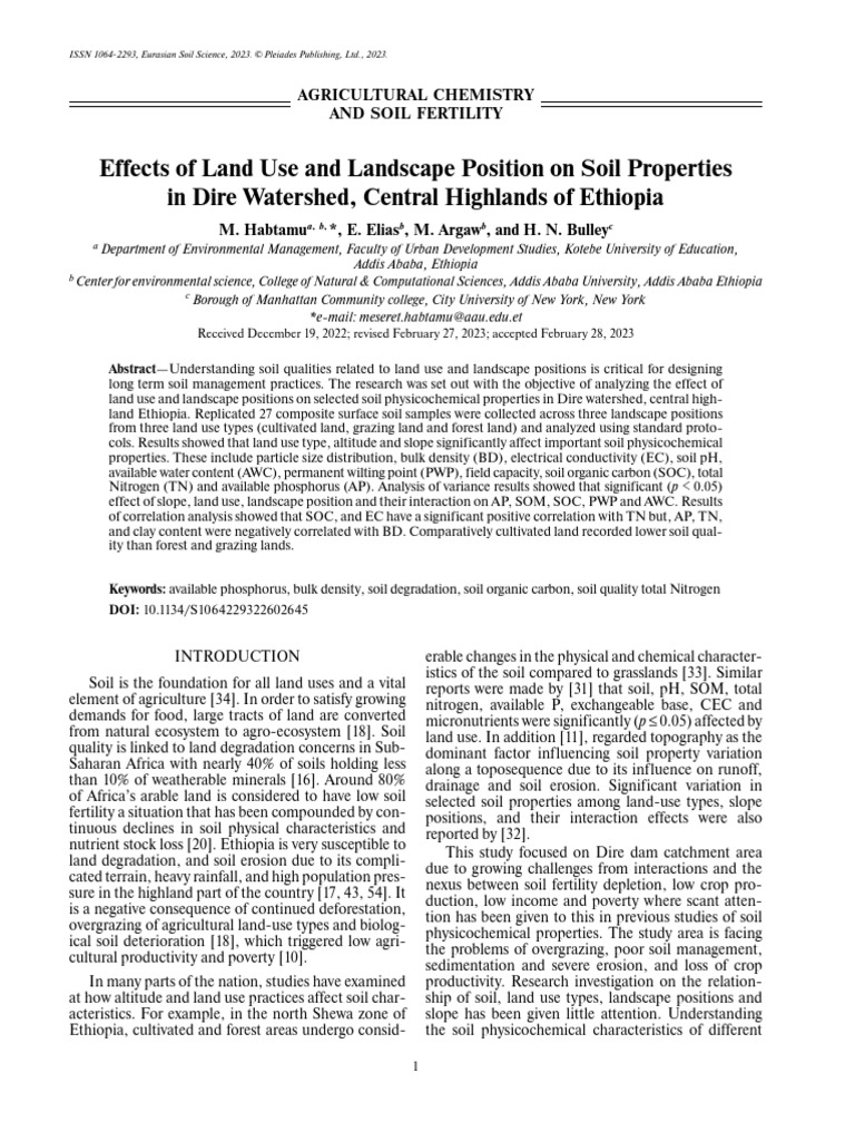 Effects of Land Use and Landscape Position On Soil Properties | PDF ...