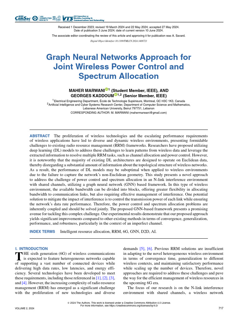 Graph Neural Networks Approach For Joint Wireless Power Control and Spectrum Allocation | PDF ...