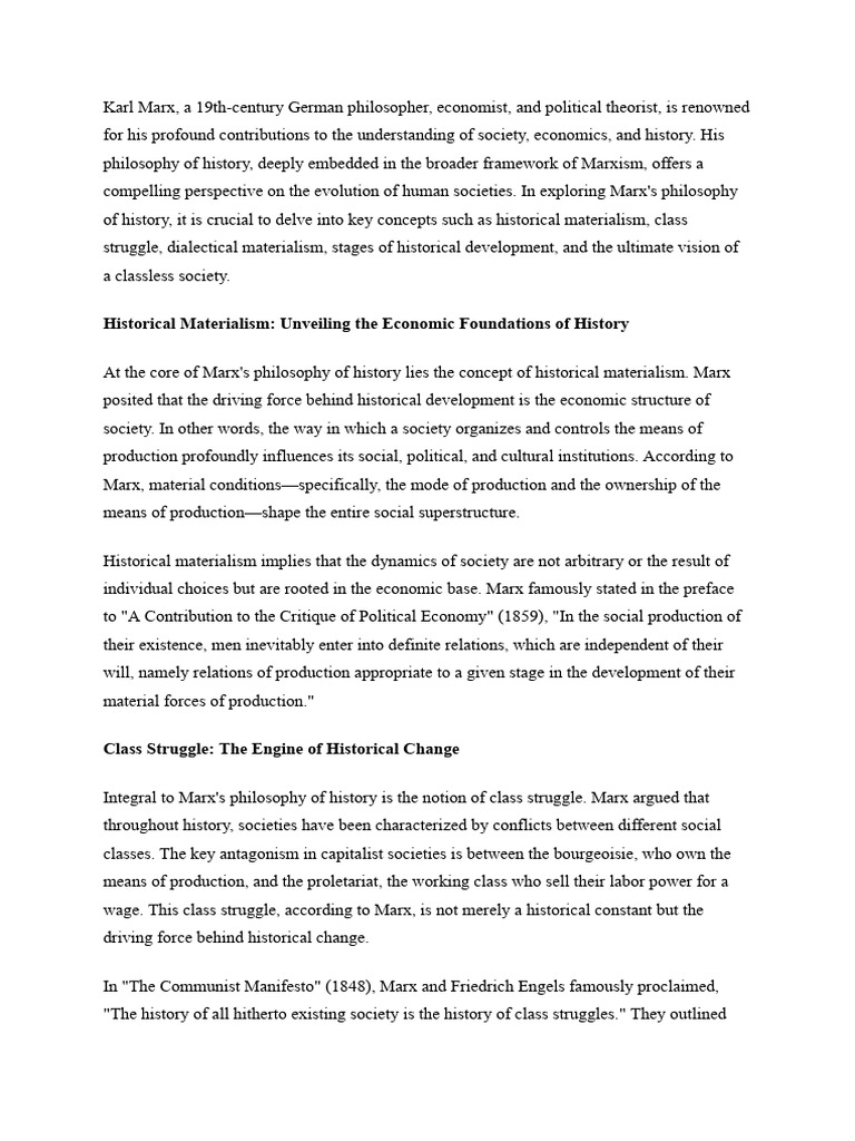 Karl Marx and His Philosphy of History. | PDF | Karl Marx | Communism