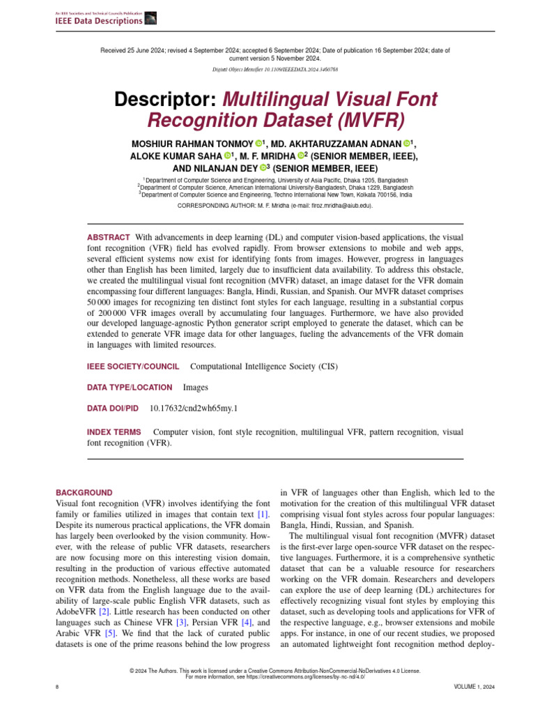 Descriptor Multilingual Visual Font Recognition Dataset | PDF | Optical ...
