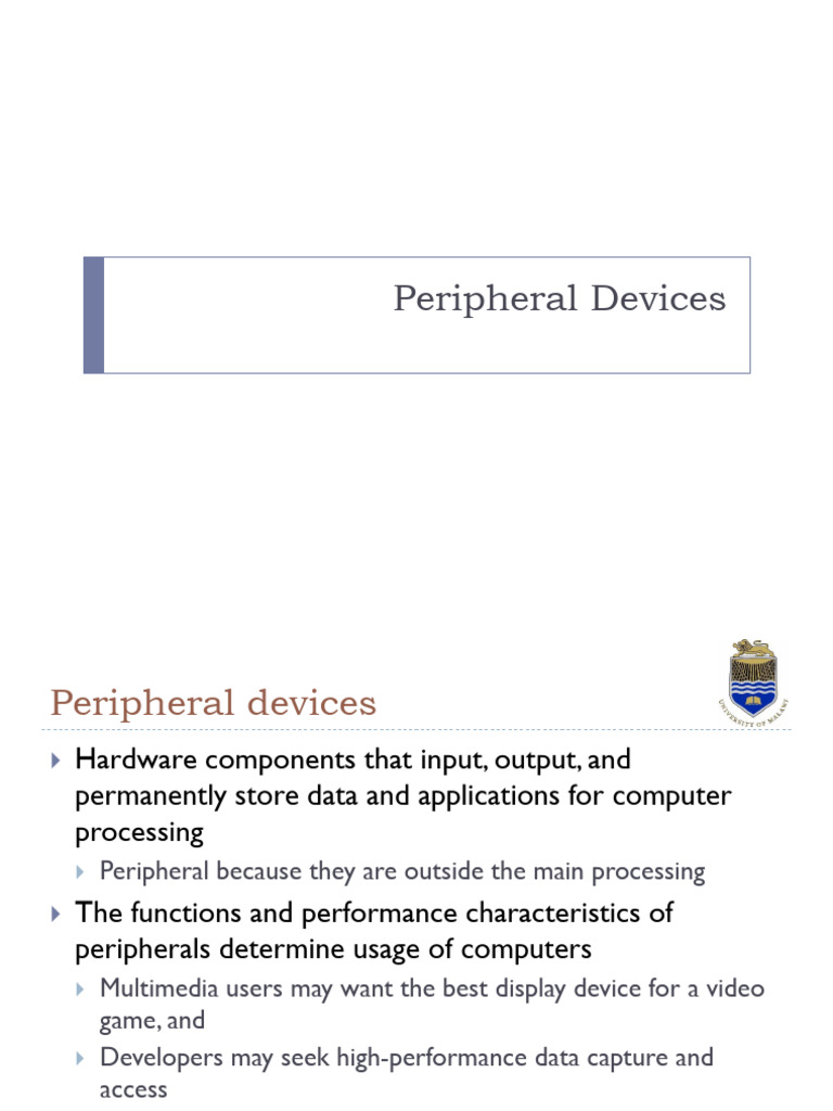 Peripheral Devices | PDF | Computer Data Storage | Hard Disk Drive Peripheral Devices | PDF | Computer Data Storage | Hard Disk Drive