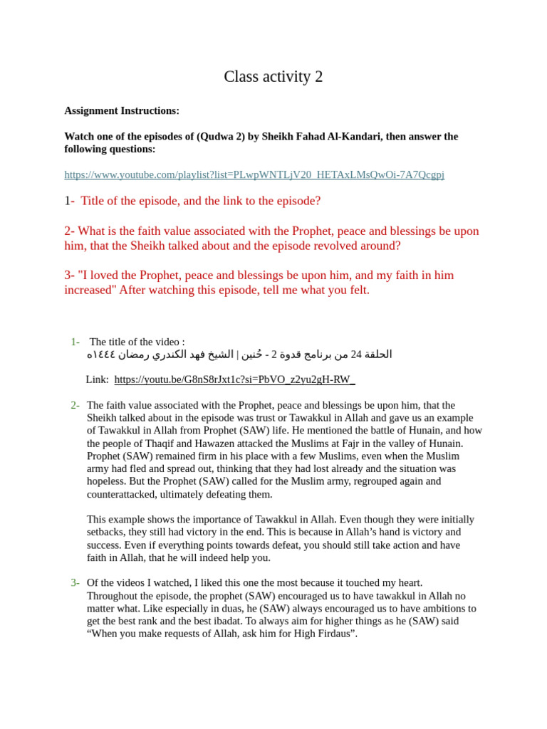 Class Activity 2 | PDF | Muhammad | Abrahamic Religions