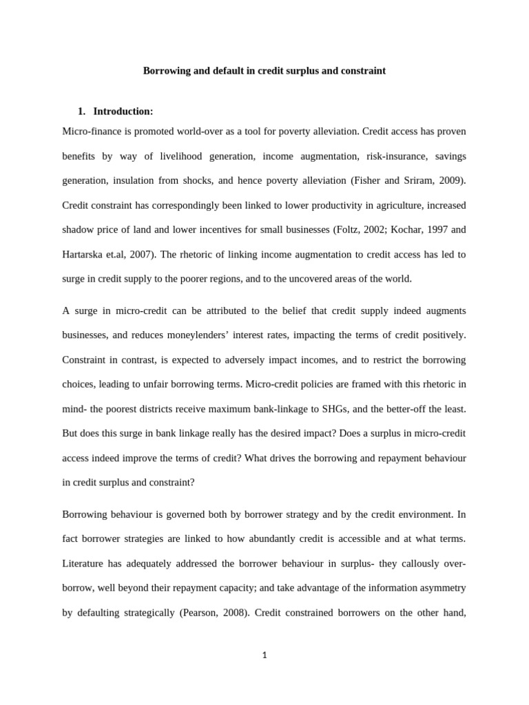 Surplus and Constraint SHG Comparison | PDF | Loans | Microfinance