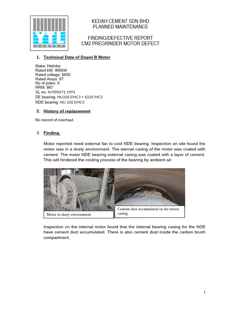 CM2 Pregrinder Motor Vibration Report - 06.08.2024 | PDF