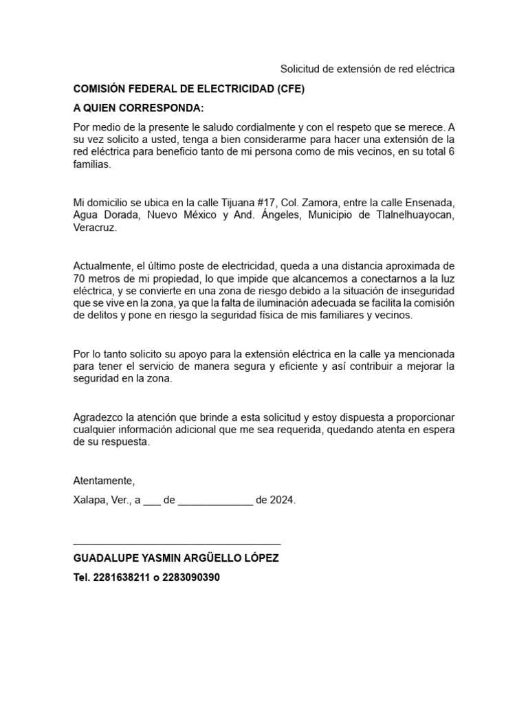 Solicitud CFE | PDF