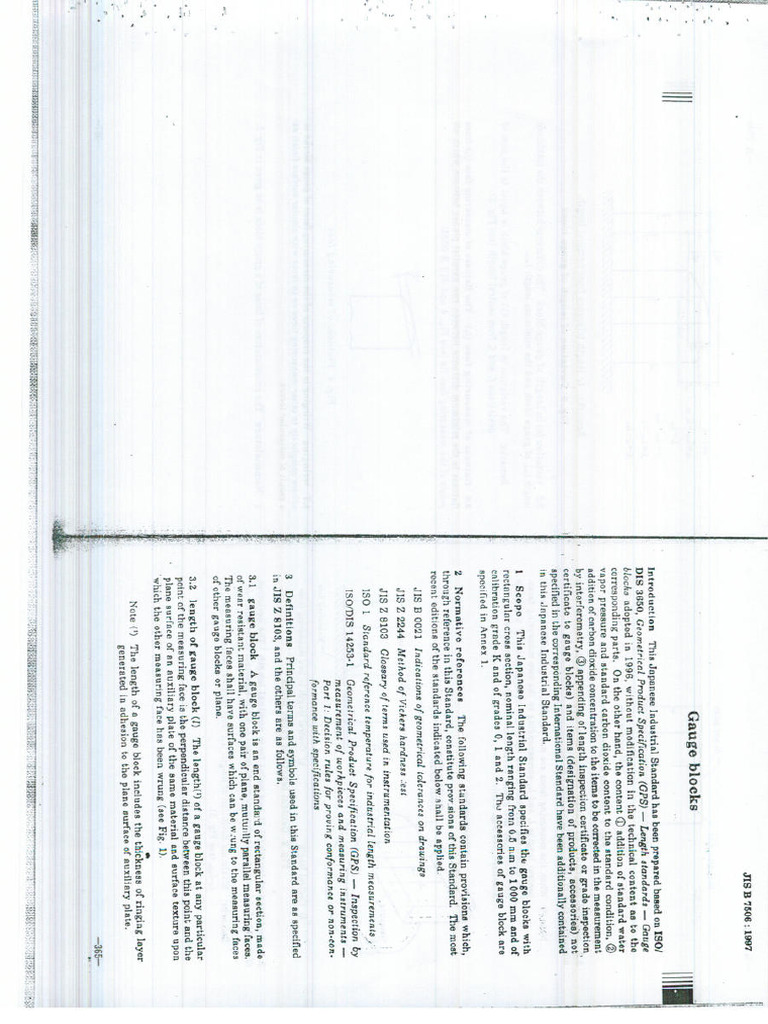 JIS B 7506 1997 Gauge Blocks | PDF