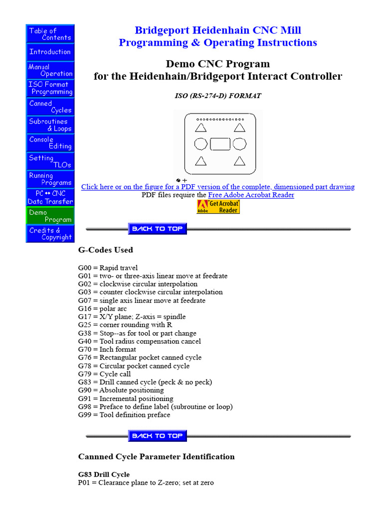 Heidenhain CNC Mill PGRM & Op Instr - Demo Program | PDF | Numerical Control | Metalworking