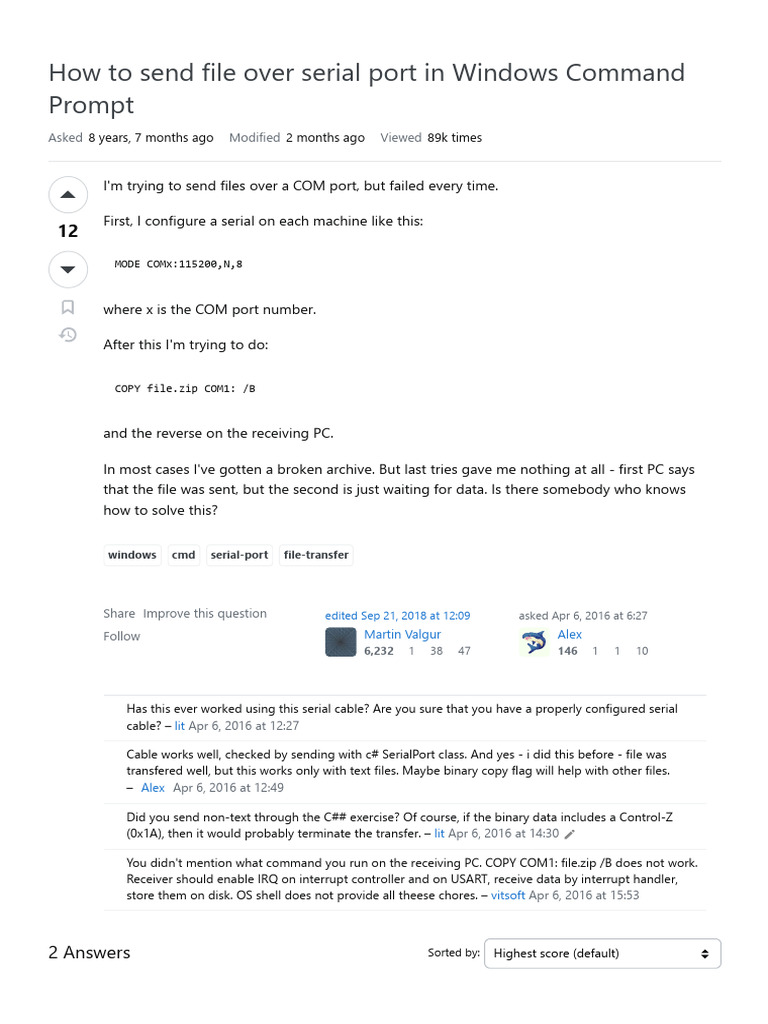 CMD - How To Send File Over Serial Port in Windows Command Prompt - Stack Overflow | PDF ...