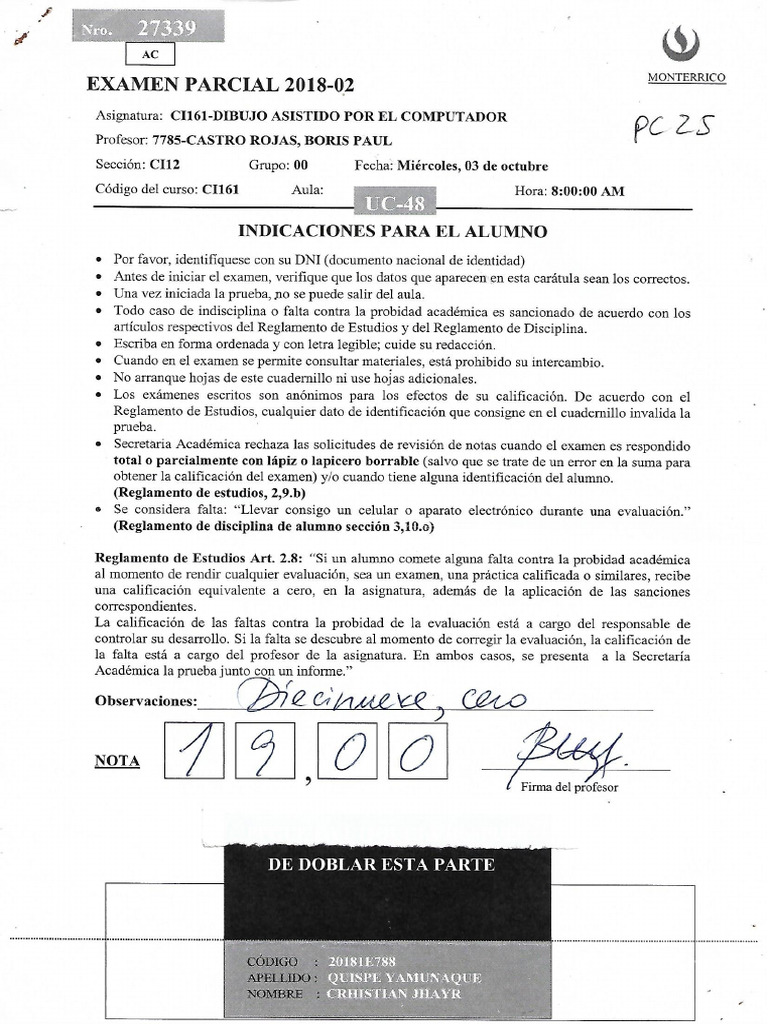 Dibujo Asist. Computador Parcial 201802 | PDF