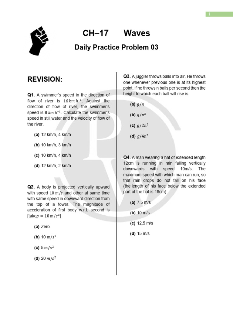 Ch-Waves DPP 03 | PDF | Waves | Wavelength