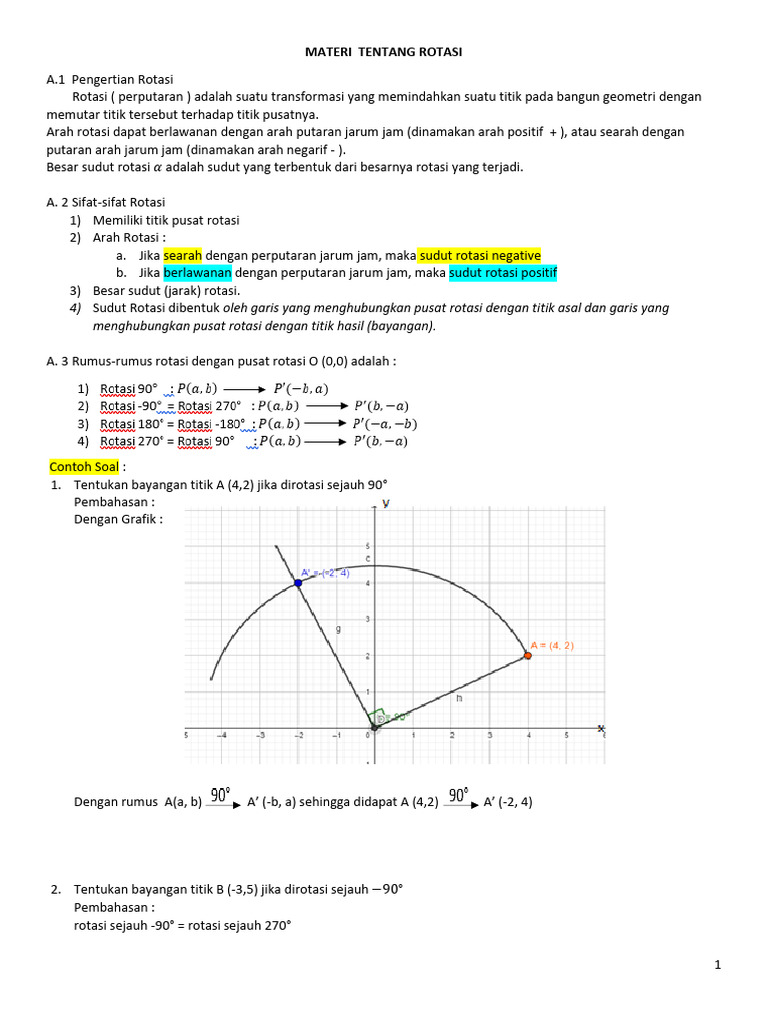 Rumus dan Contoh Rotasi Geometri | PDF