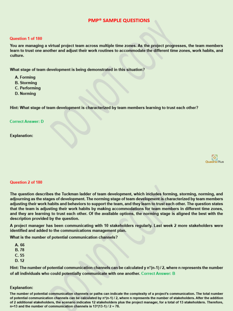 QP PMP Mock Exam 1 Set A 180 Q&a | PDF | Agile Software Development | Project Management
