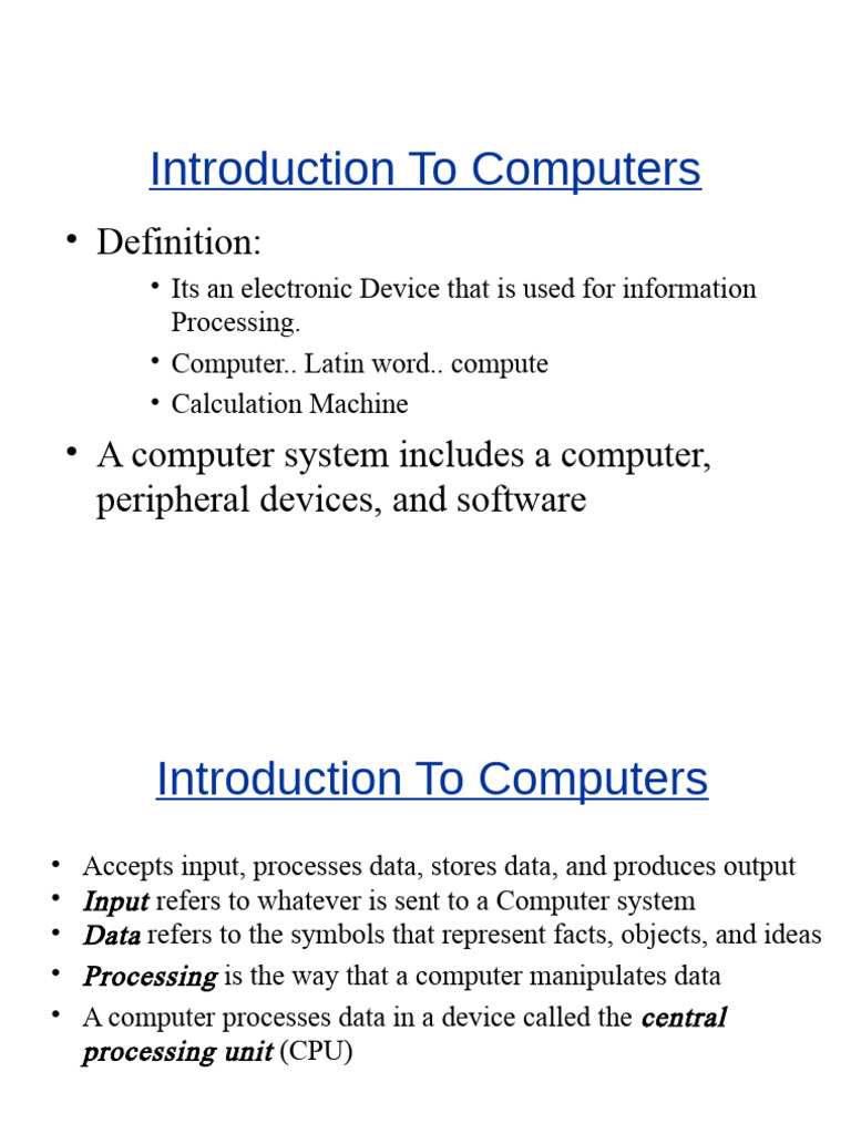 Introduction To Computers | PDF | Integrated Circuit | Input/Output